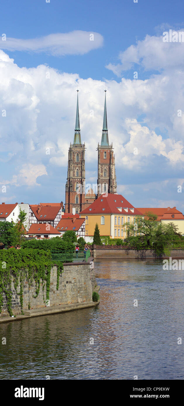 Saint John gothic cathedral Odra river Ostrow Tumski Wroclaw Lower ...