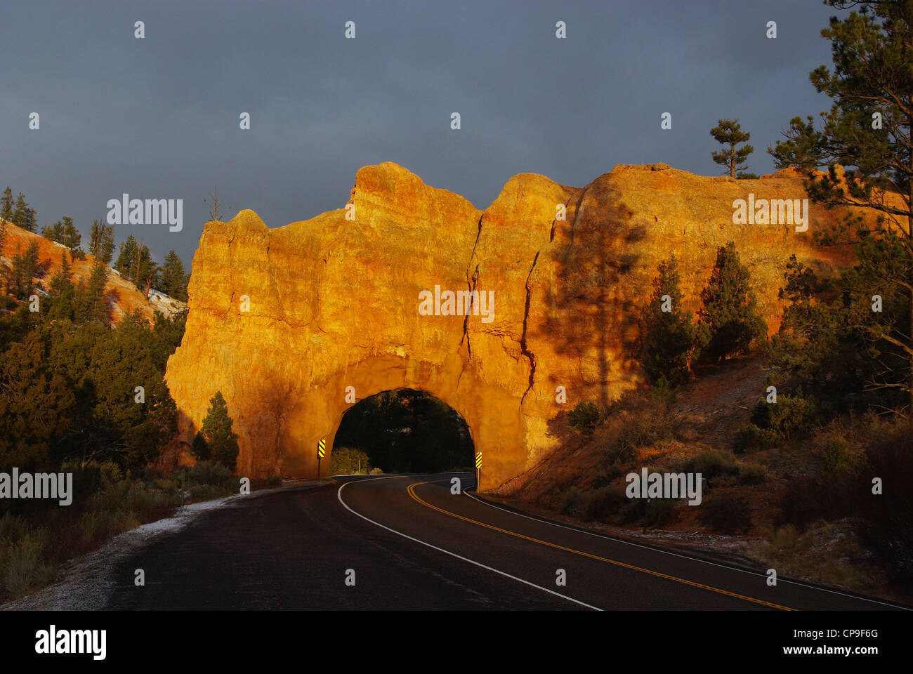 Highway 12 through Red Canyon in the early morning sun, Utah Stock ...