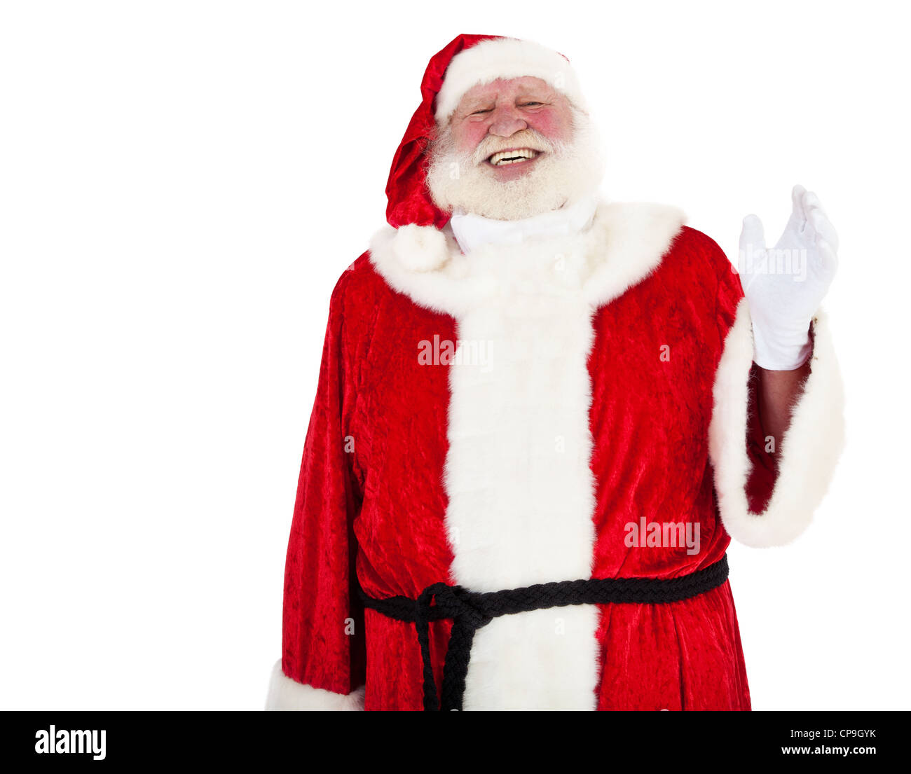 Santa Claus in authentic look waving hand. All on white background ...