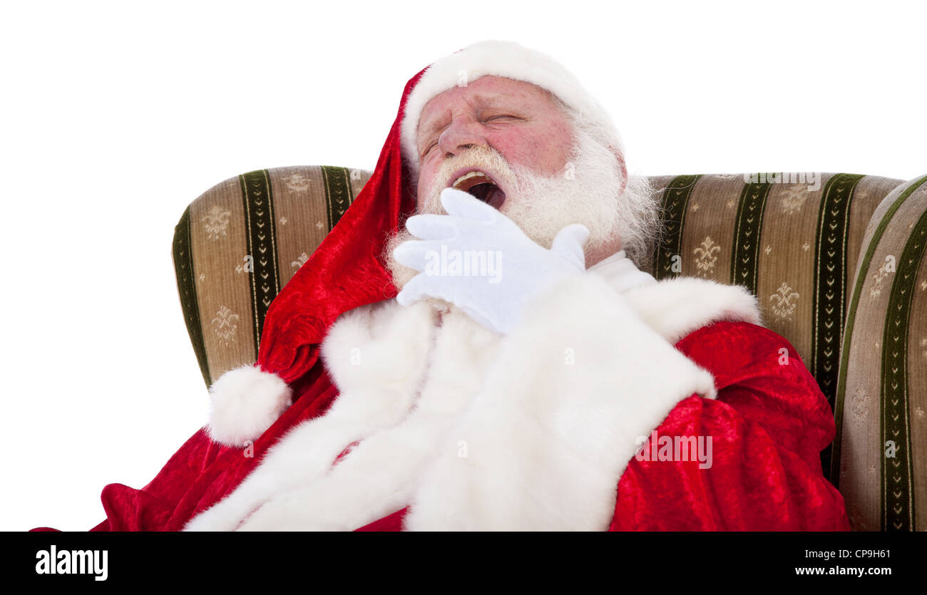 Santa Claus in authentic look tired. All on white background Stock ...