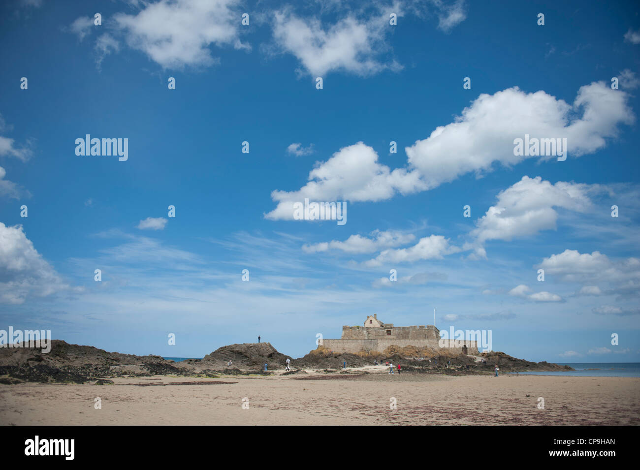Coastal fortress of Fort National at Saint-Malo in Brittany, only ...