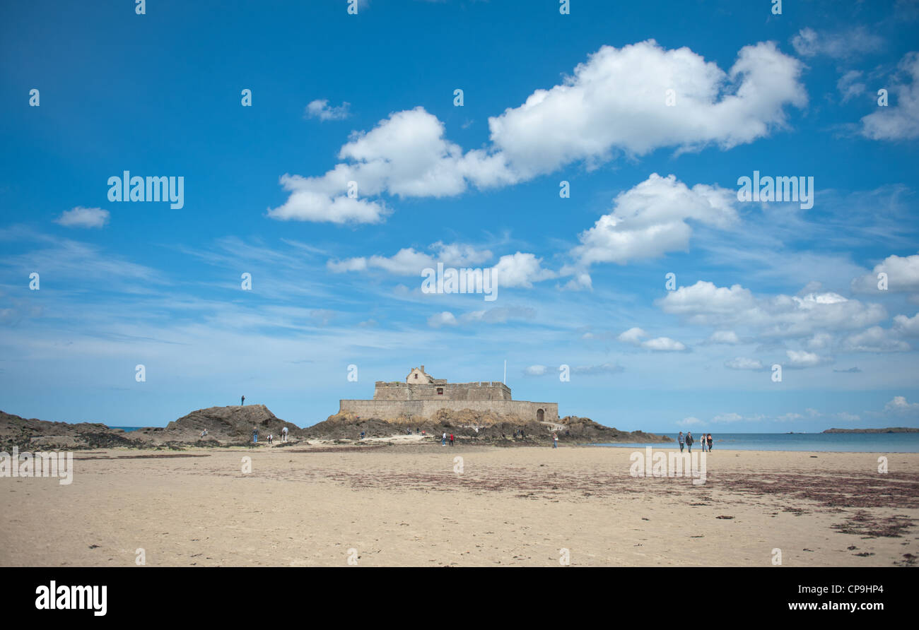 Coastal fortress of Fort National at Saint-Malo in Brittany, only ...