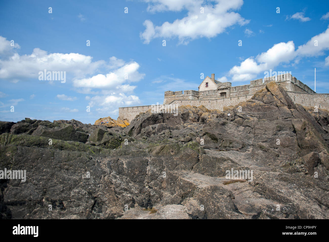 Coastal fortress of Fort National at Saint-Malo in Brittany, only ...