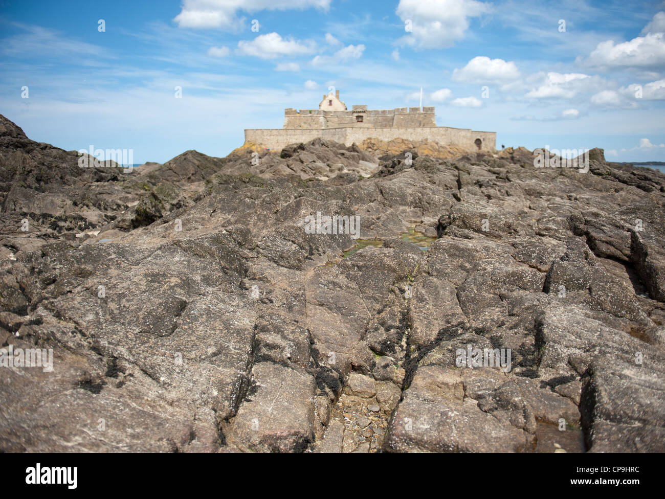 Coastal fortress of Fort National at Saint-Malo in Brittany, only ...