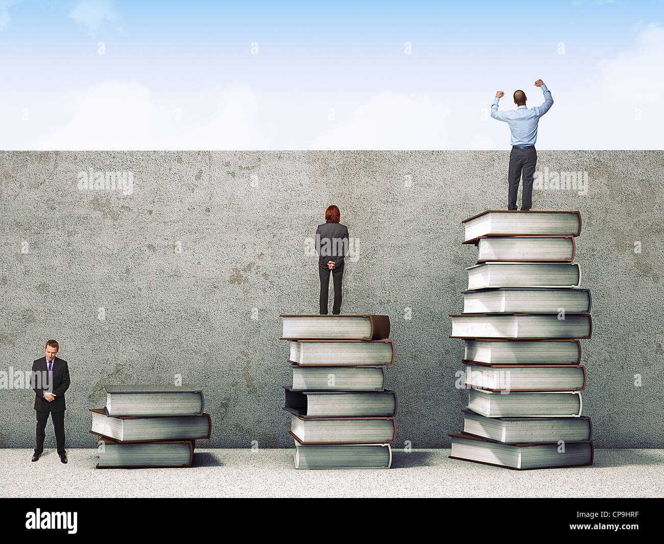 Illustration man standing on pile hi-res stock photography and images ...