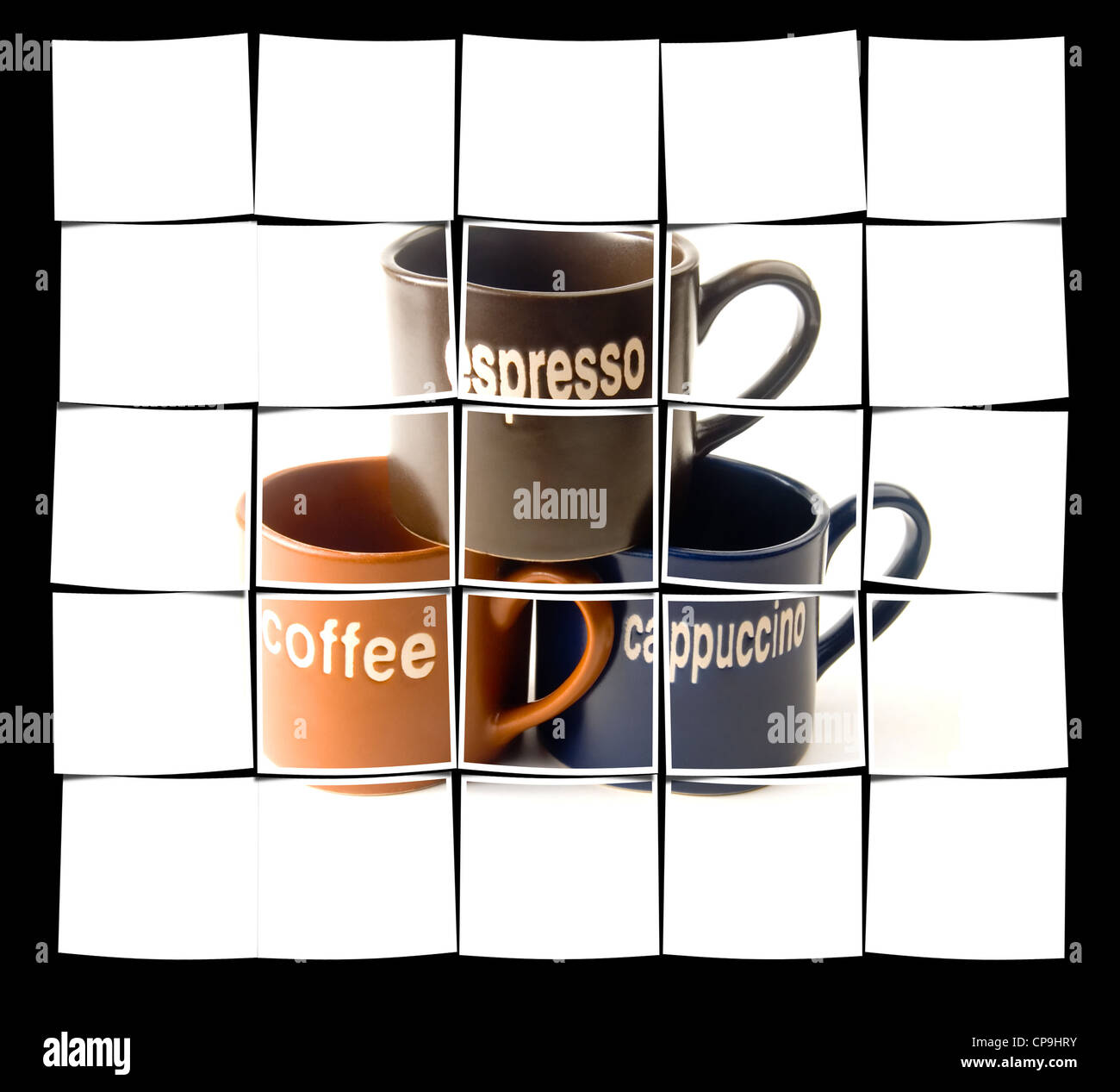 coffee mugs isolated collage Stock Photo - Alamy