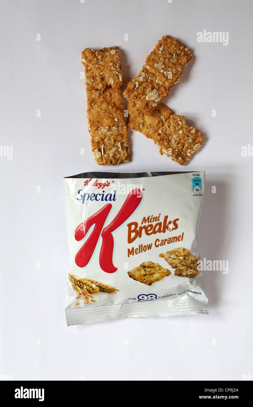 packet of Kellogg's Special K mini breaks mellow caramel opened with ...