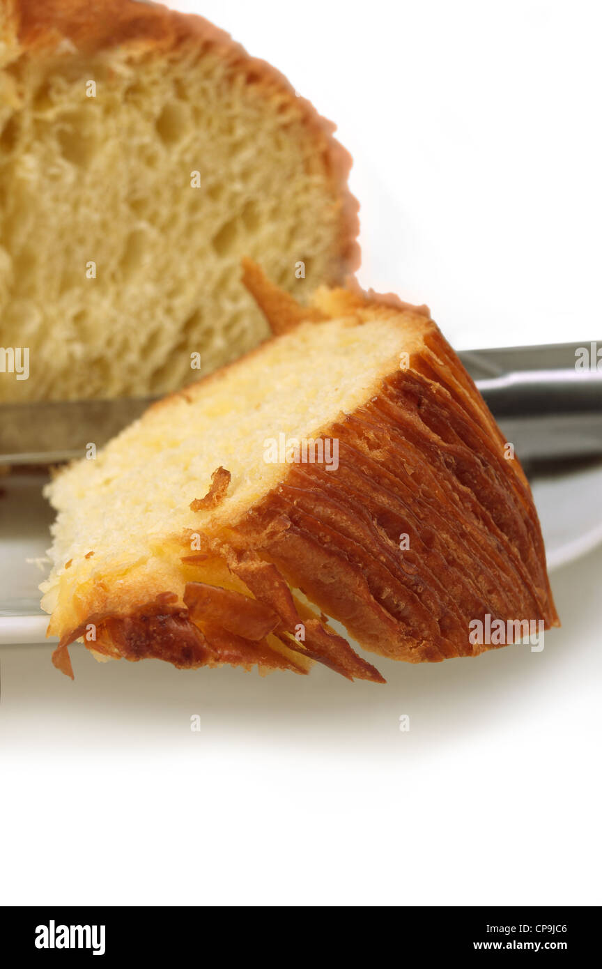 sweet bread sliced closeup over white background Stock Photo - Alamy
