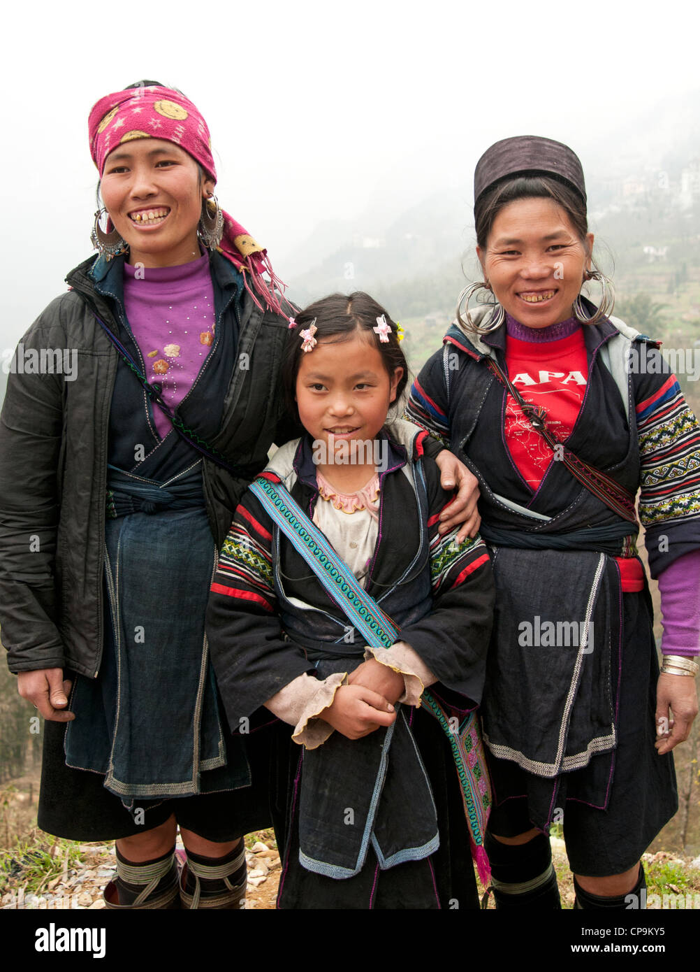 Three Black Hmong women trekking guides Sapa North Vietnam Stock Photo ...