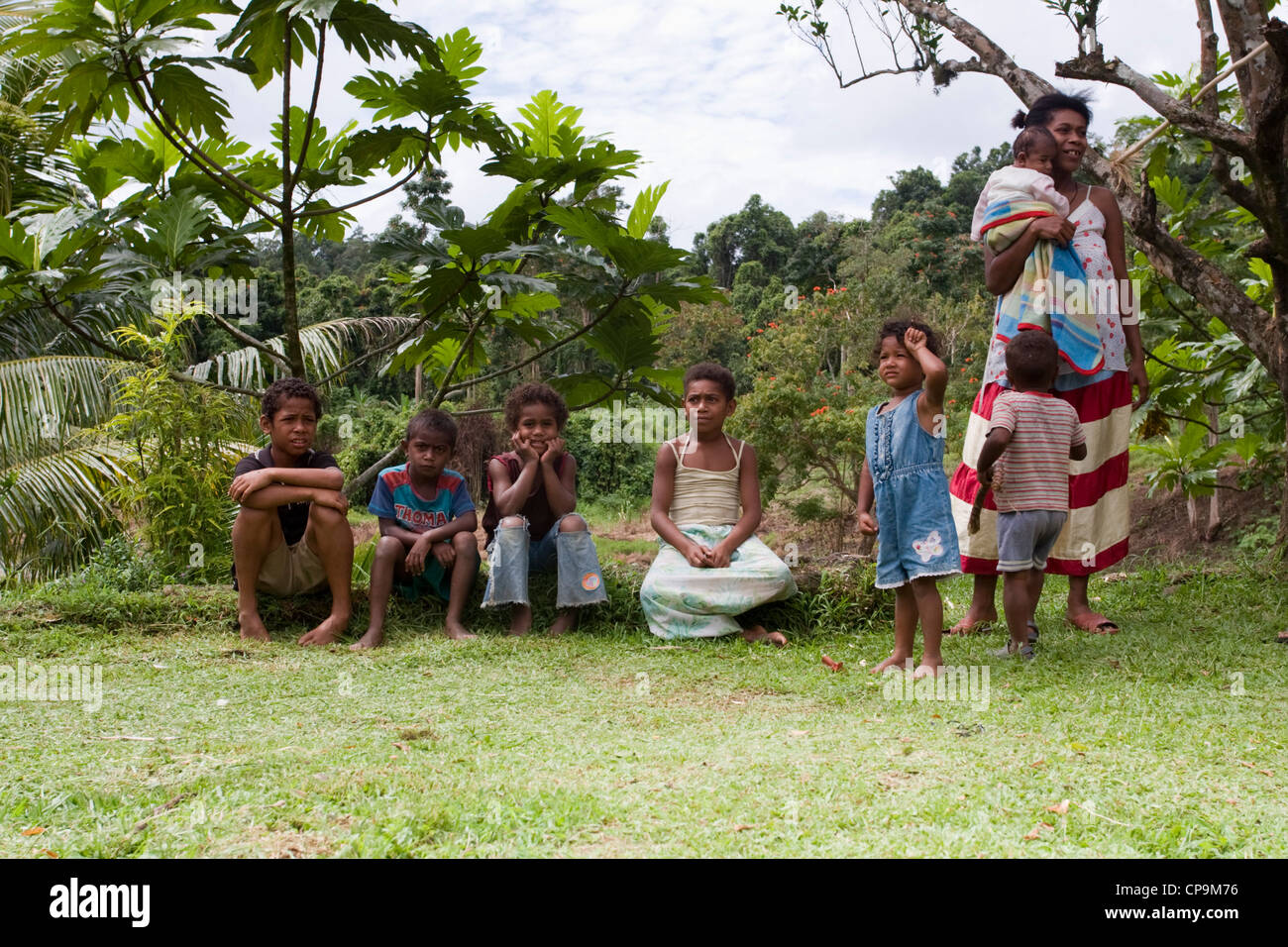 Fiji, Fijian family Stock Photo - Alamy