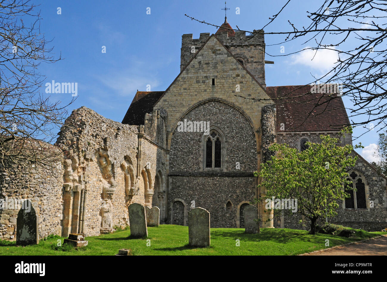 Church of St Mary and St Blaise from west with the remains of the ...