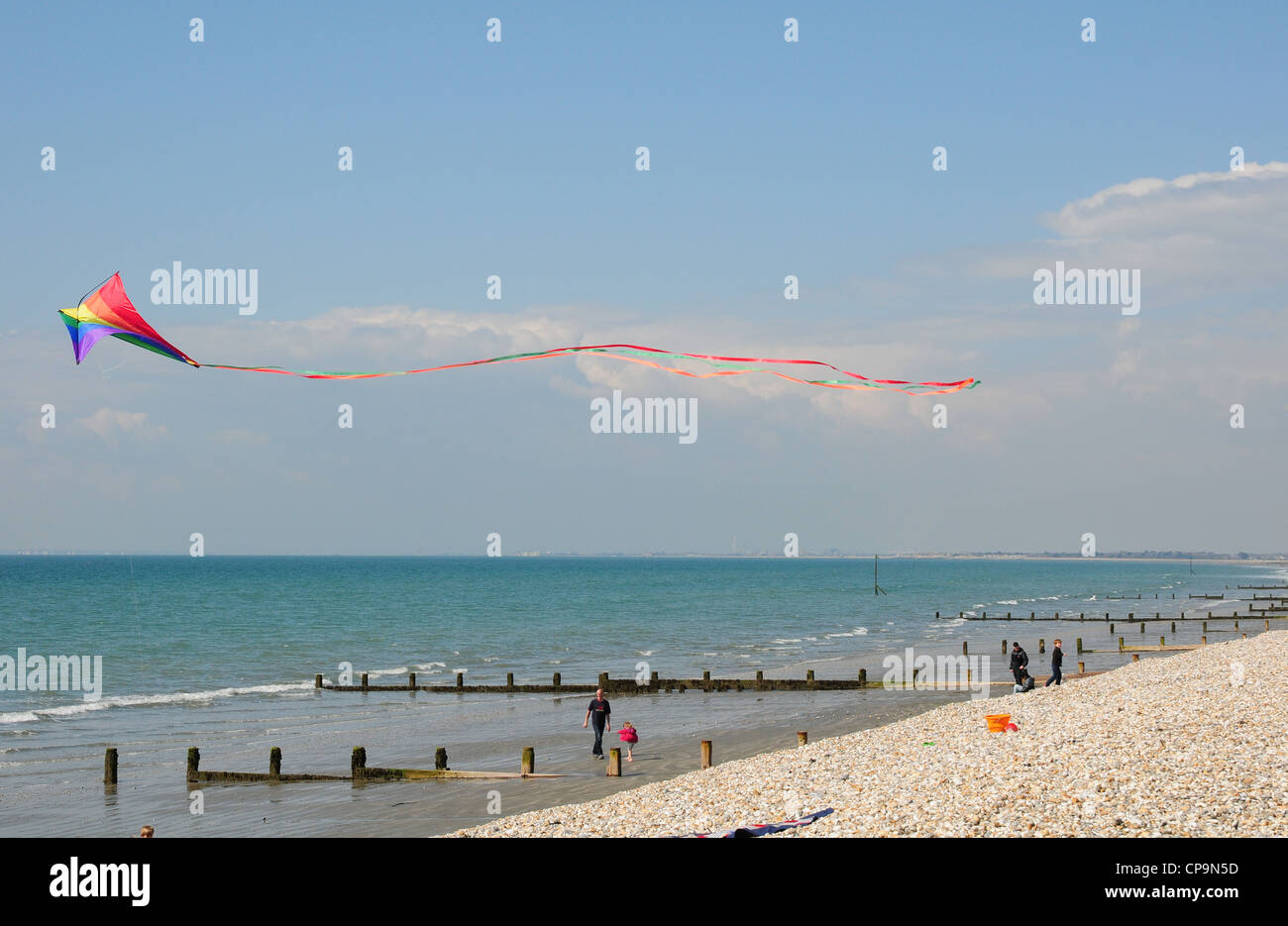 Kite flying above Bracklesham Bay Beach Stock Photo - Alamy