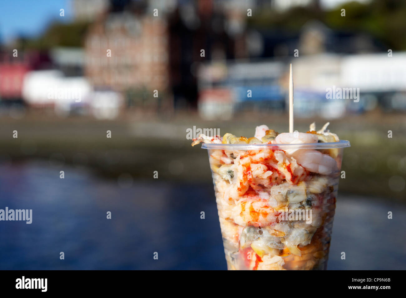 cooked shellfish mixture served at a seaside resort oban Scotland uk ...