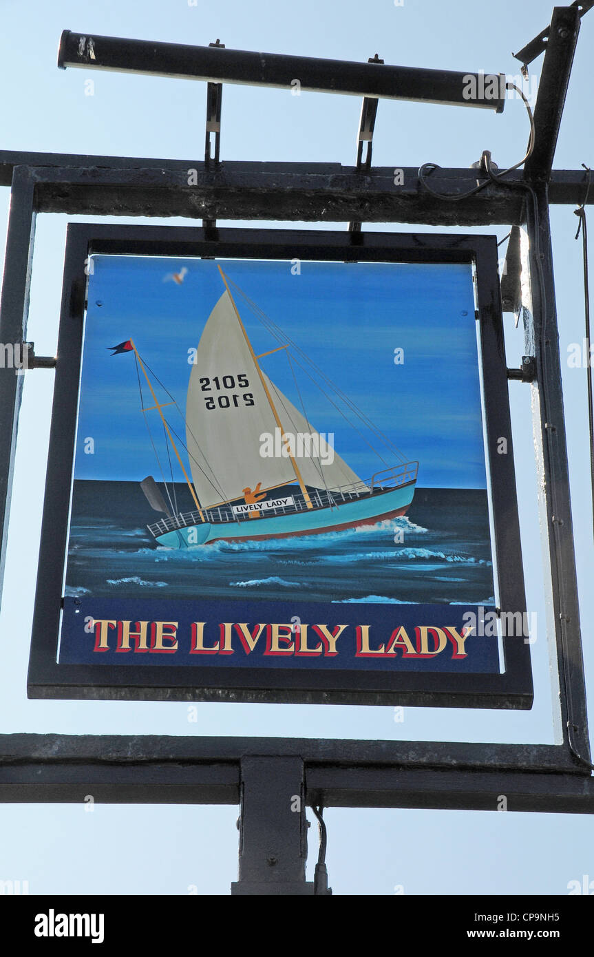 Sign for The Lively Lady Public House Bracklesham Bay Stock Photo - Alamy
