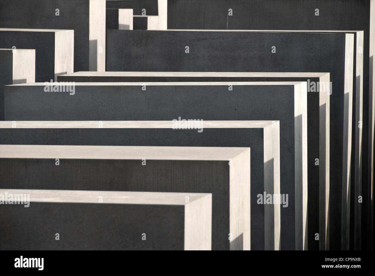 cement cubes of Jewish Holocaust Memorial. uneven hights of each cube ...