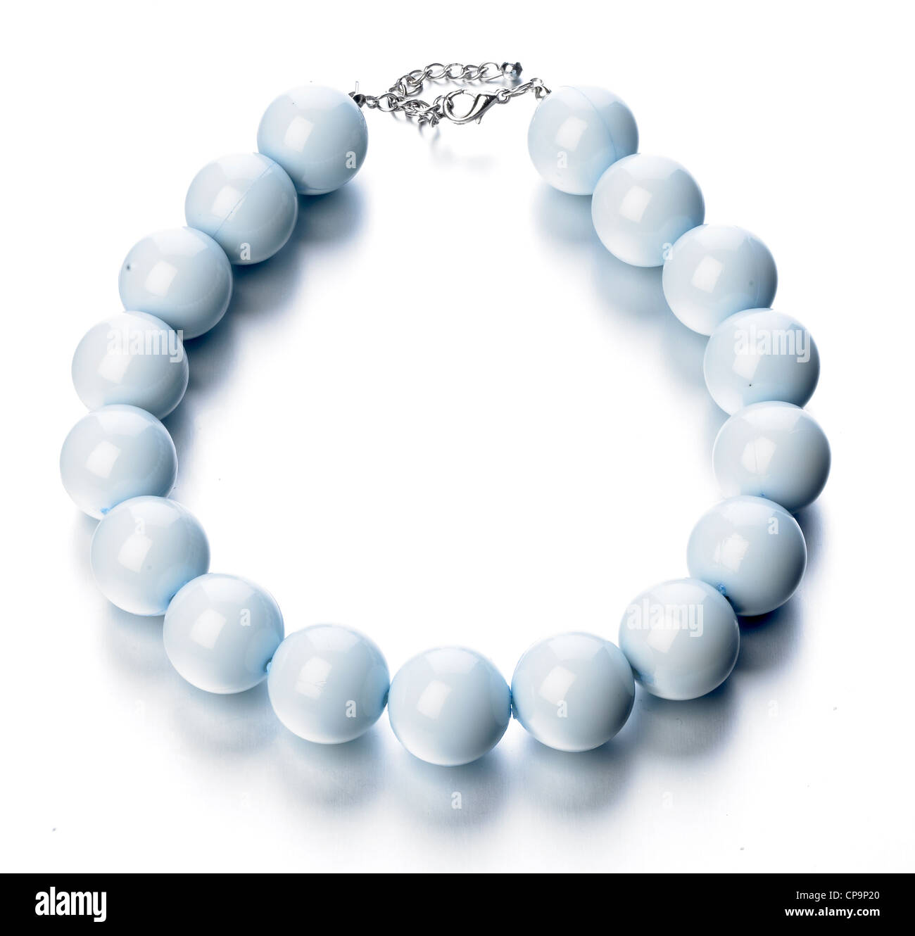 pale blue round large round bead necklace Stock Photo - Alamy