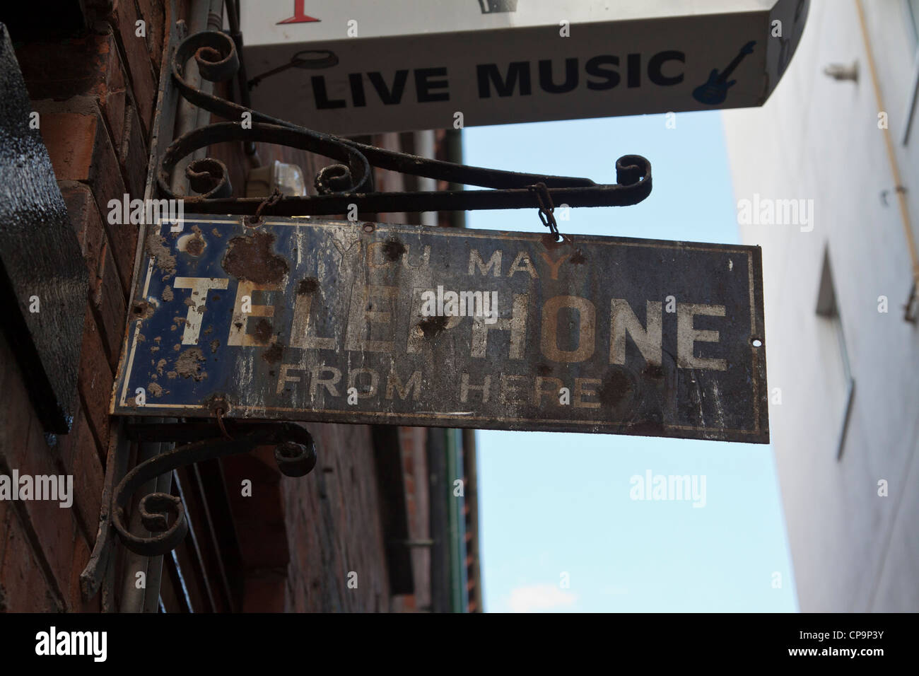 Old telephone sign at Duke of York Bar, Belfast Stock Photo - Alamy