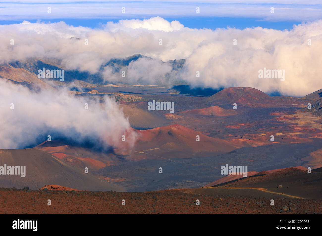 Sunset above the clouds over 3000 meters with a view inside the ...