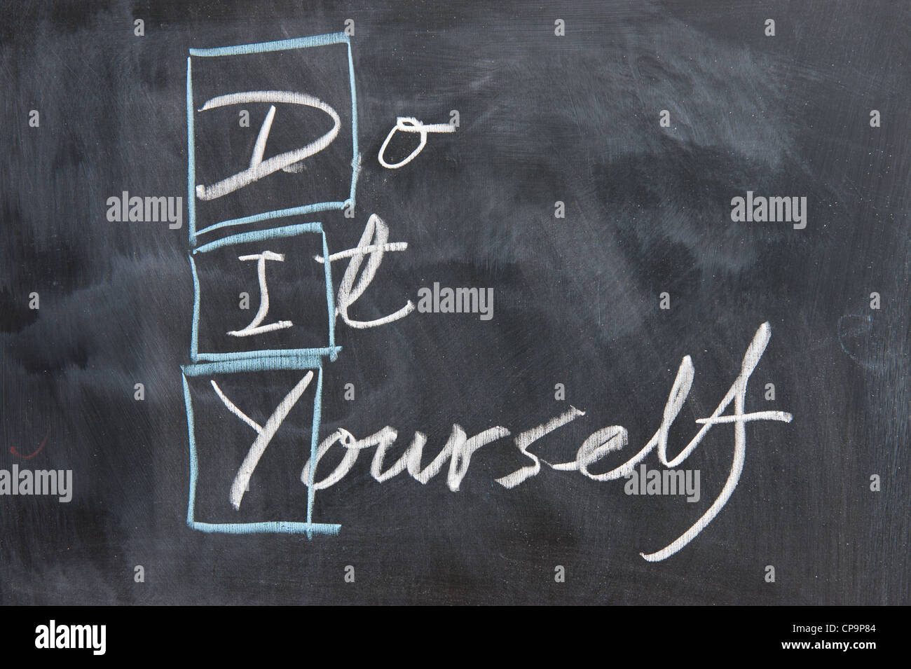 Chalkboard writing - concept of DIY, "do it yourself Stock Photo - Alamy