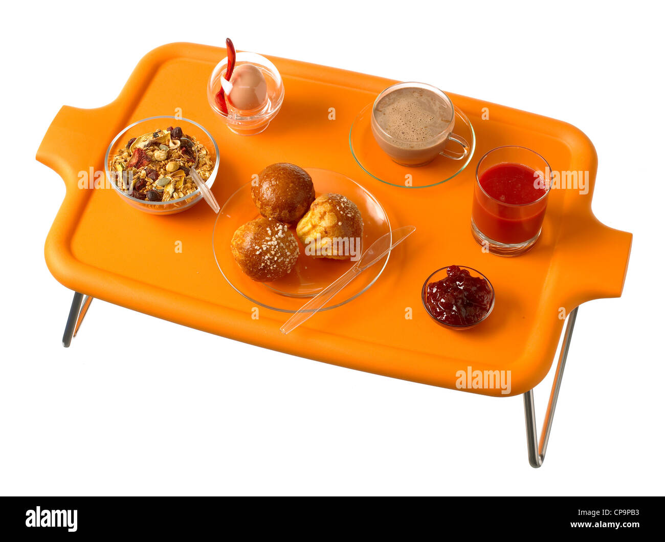 orange breakfast bed tray with breakfast Stock Photo - Alamy
