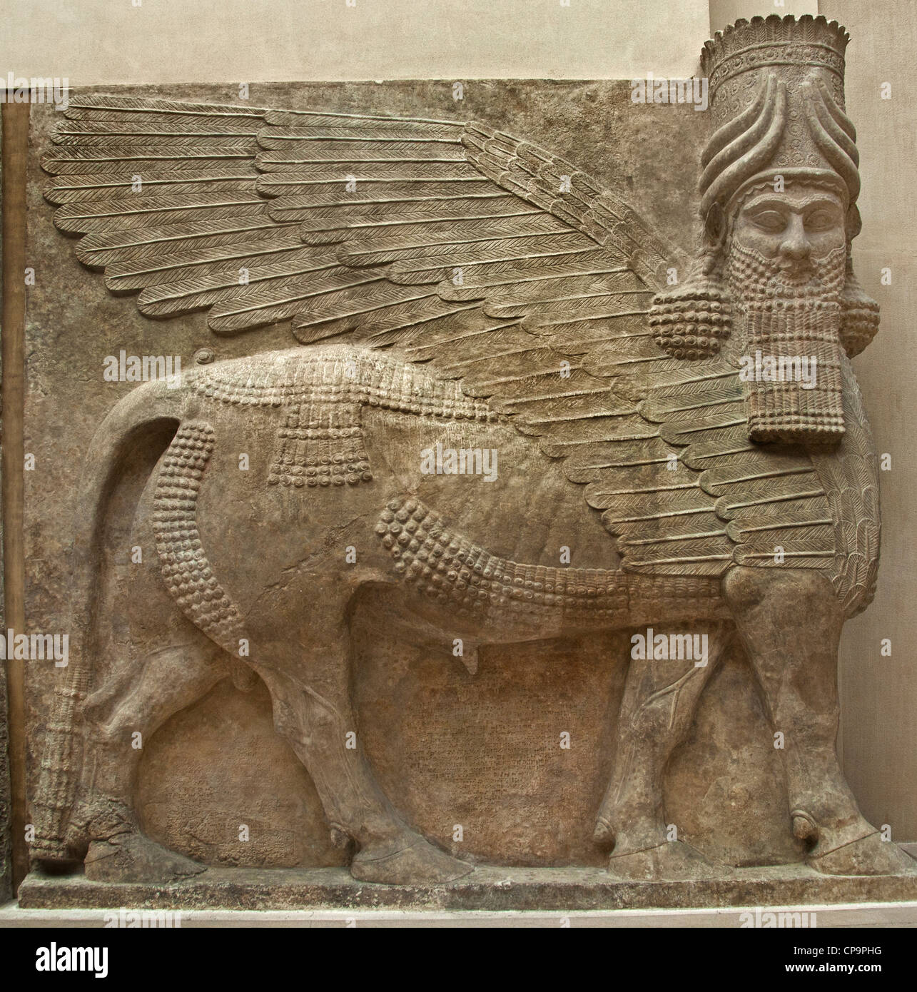 Winged human headed bull Neo Assyrian palace of Sargon II 721-705 BC ...