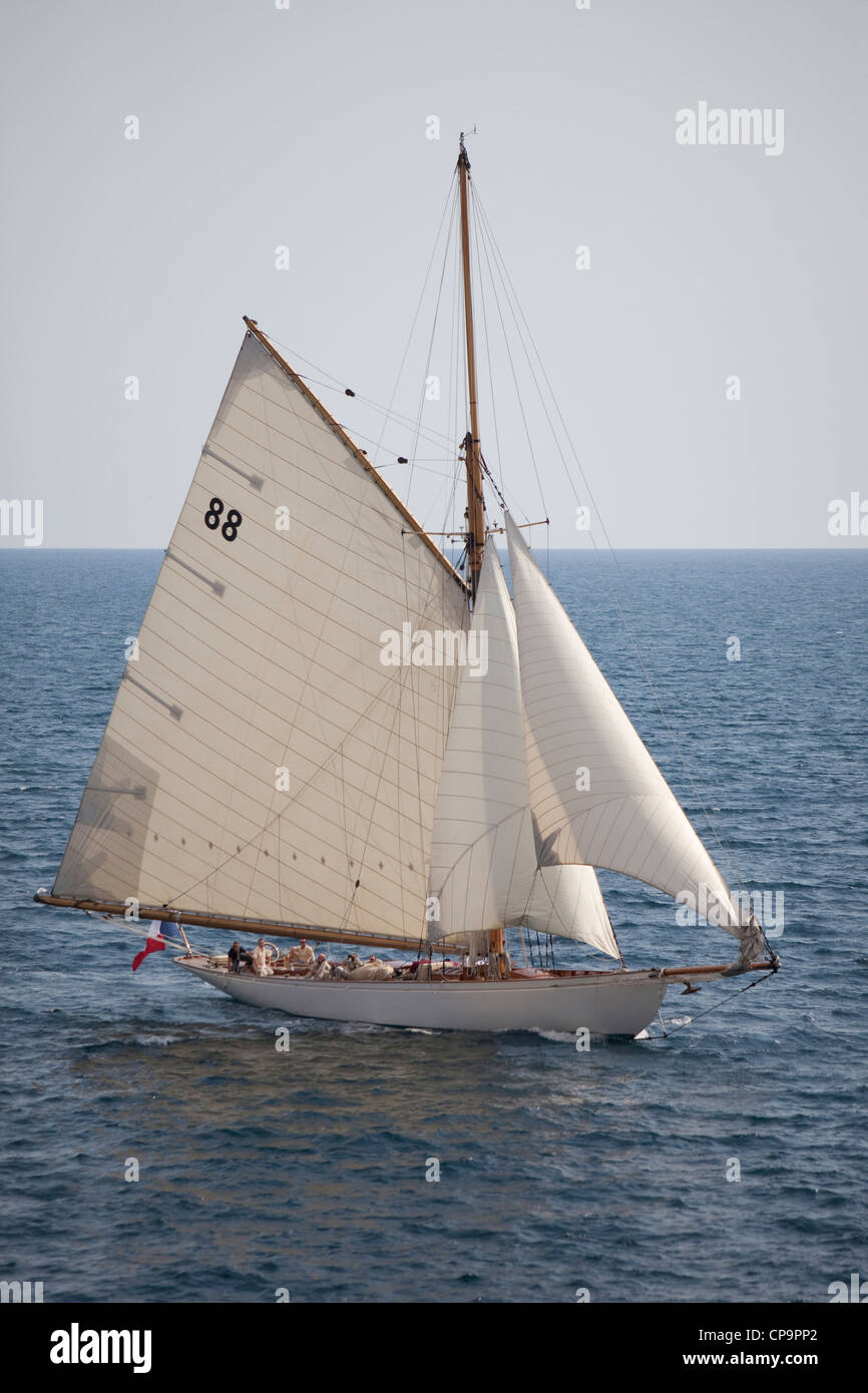 Private yacht sailing off Cannes during the 2010 Cannes Film Festival ...