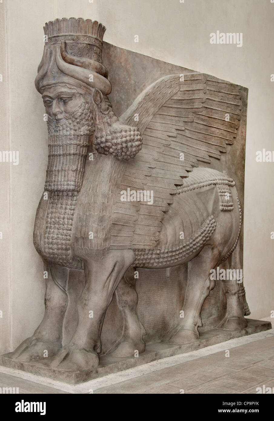 Winged human headed bull Neo Assyrian palace of Sargon II 721-705 BC ...
