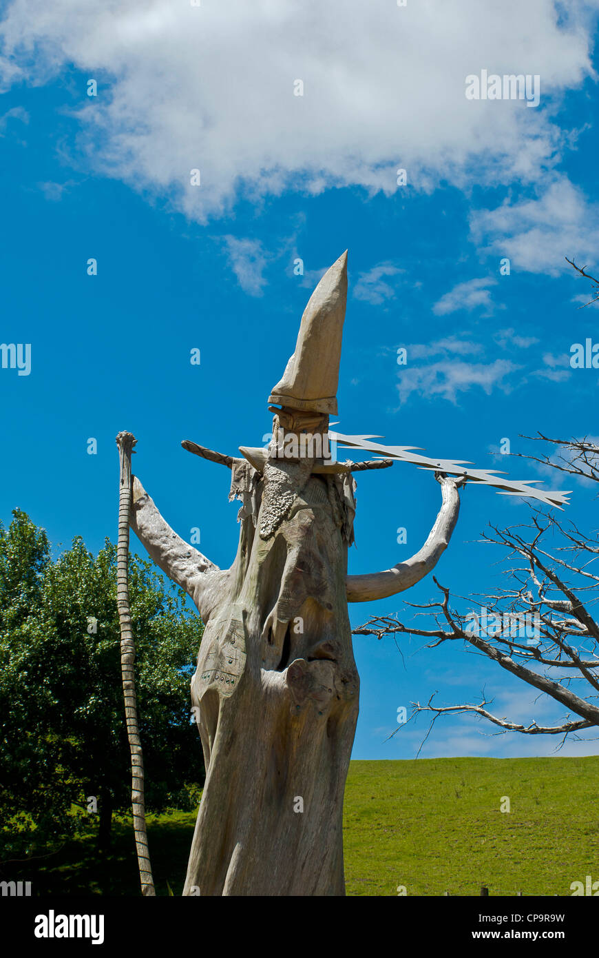 New Zealand North Island Pakiri tree carving Stock Photo - Alamy