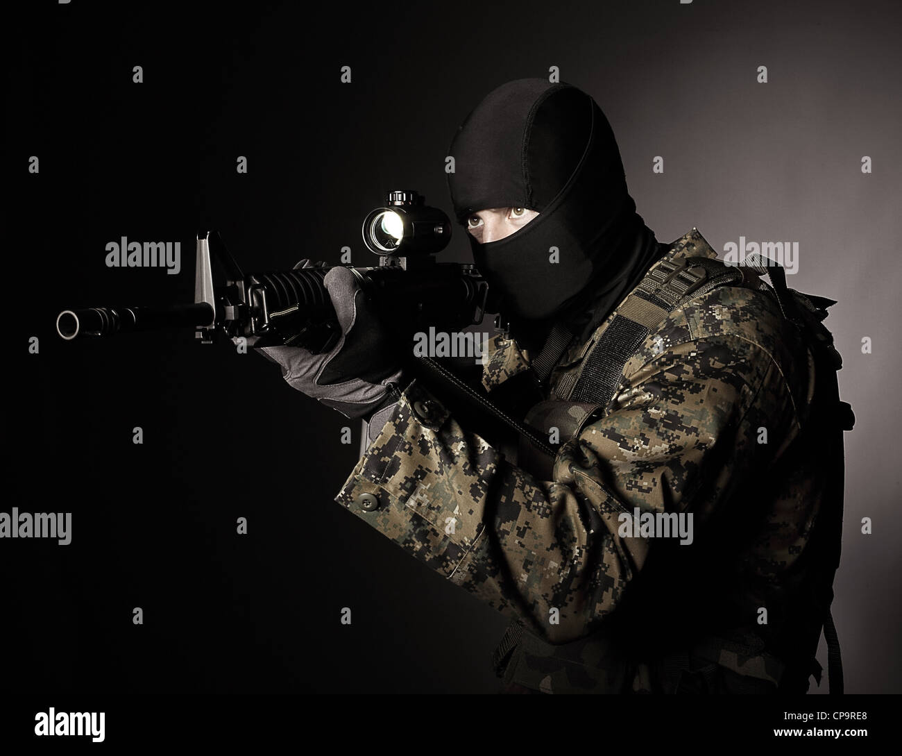 portrait of special force soldier in action Stock Photo - Alamy