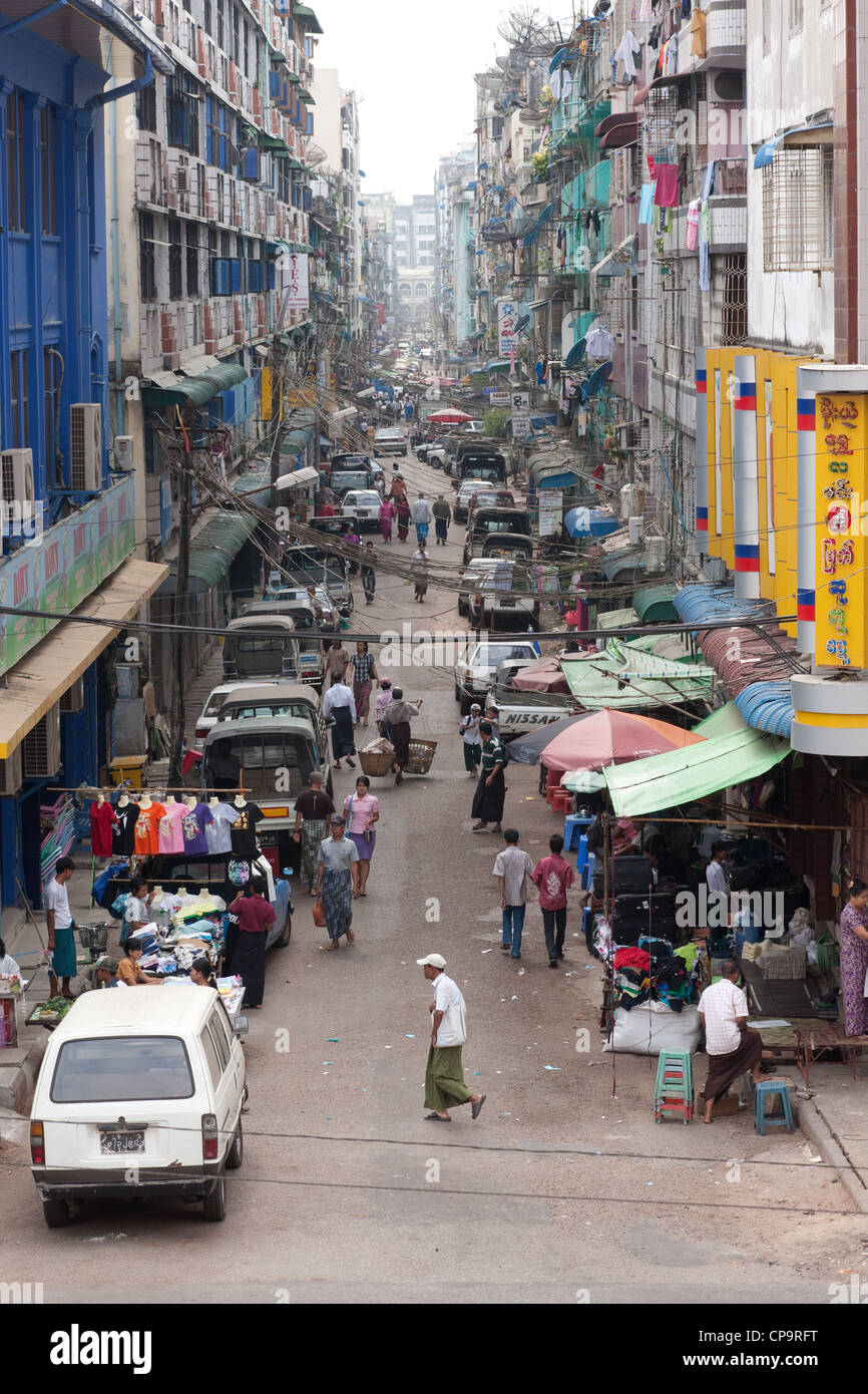 A typical street scene in down town Yangon Burma Myanmar Stock Photo ...
