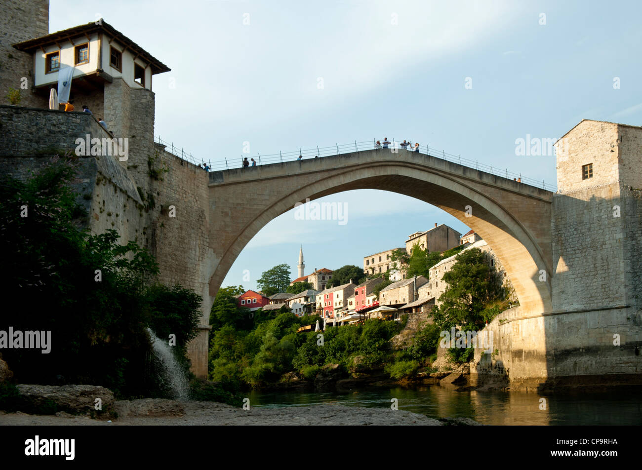 Stari Most Peace Bridge and the Neretva river.Mostar.Bosnia ...