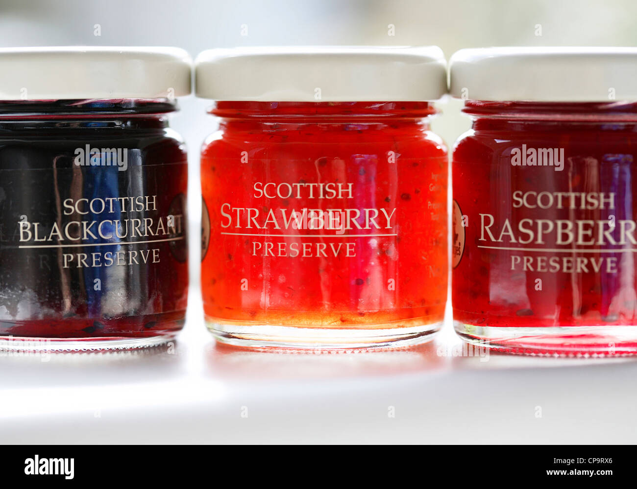 Pots of local Scottish jam Stock Photo - Alamy