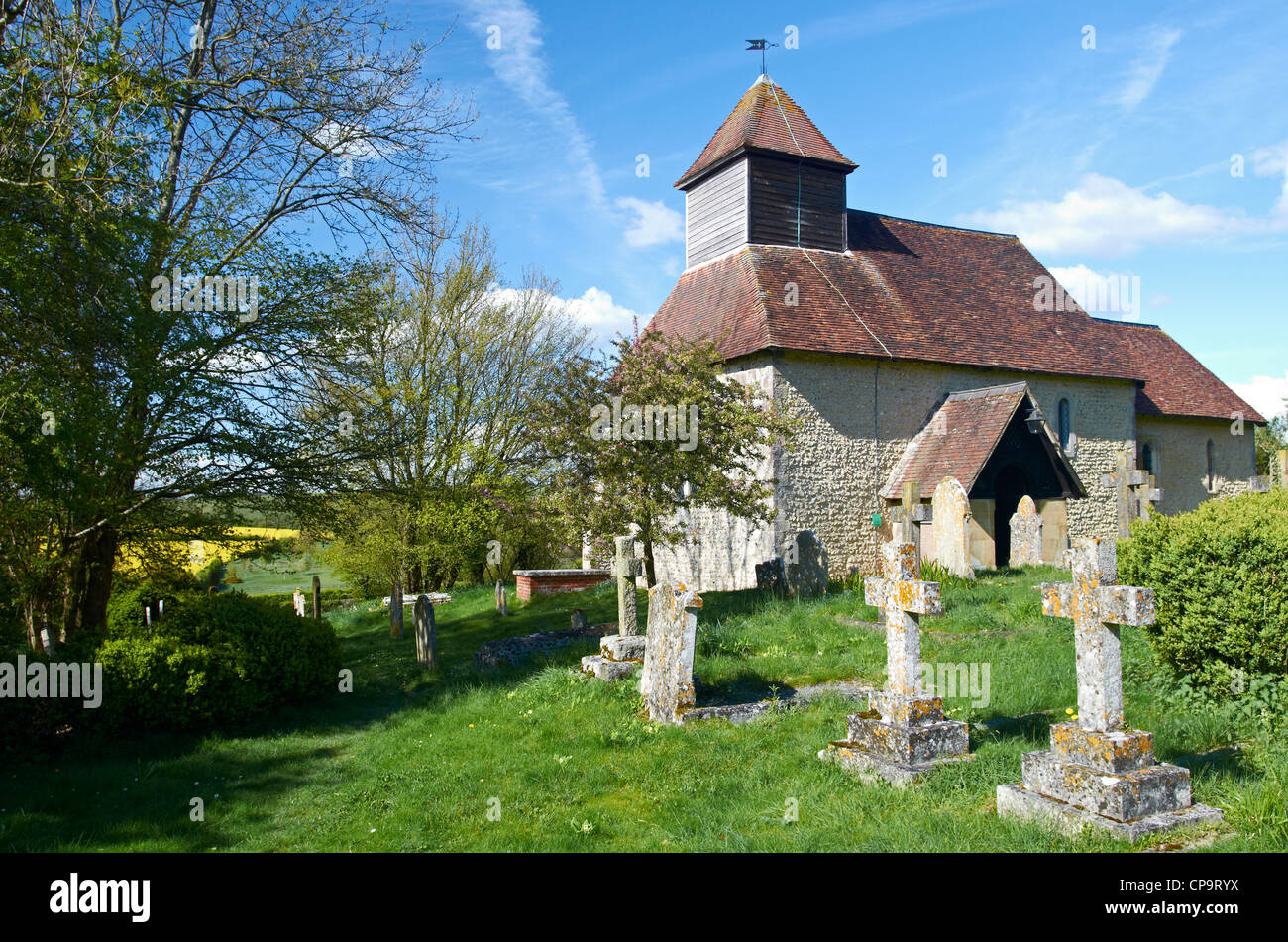 St Andrew's Church, Chilcomb near Winchester, Hampshire. Early 12th ...