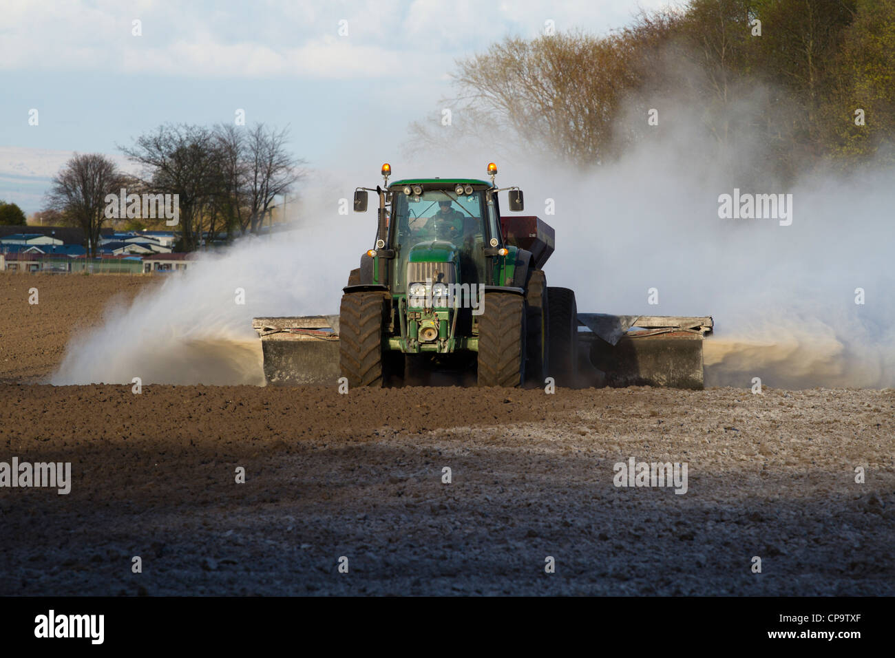 Farmer Liming Field Applying Fertiliser on Farm Near Southport ...