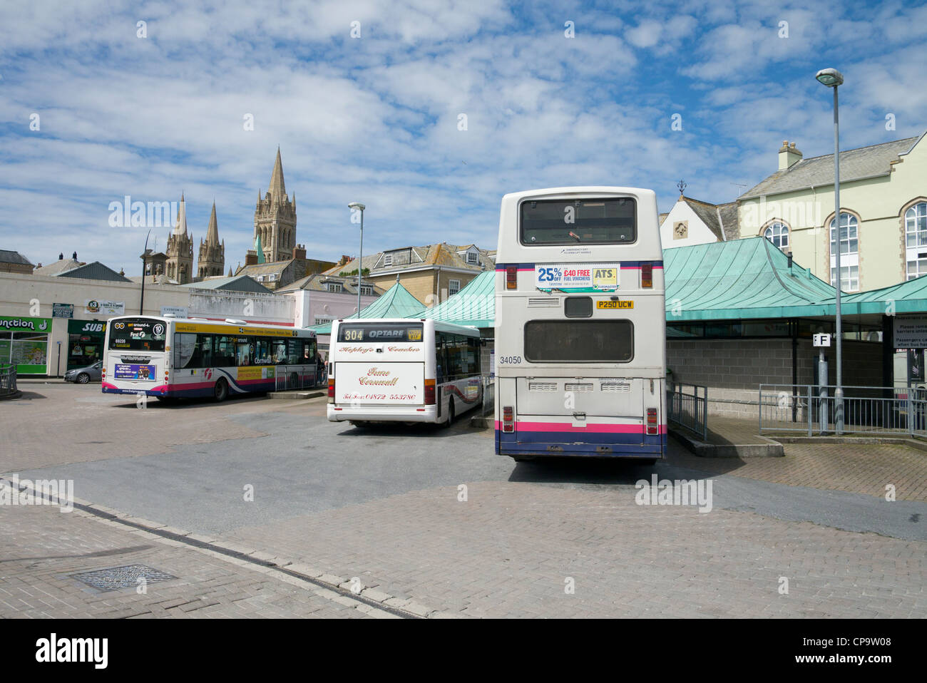 Truro Green Street bus station, Cornwall UK Stock Photo - Alamy