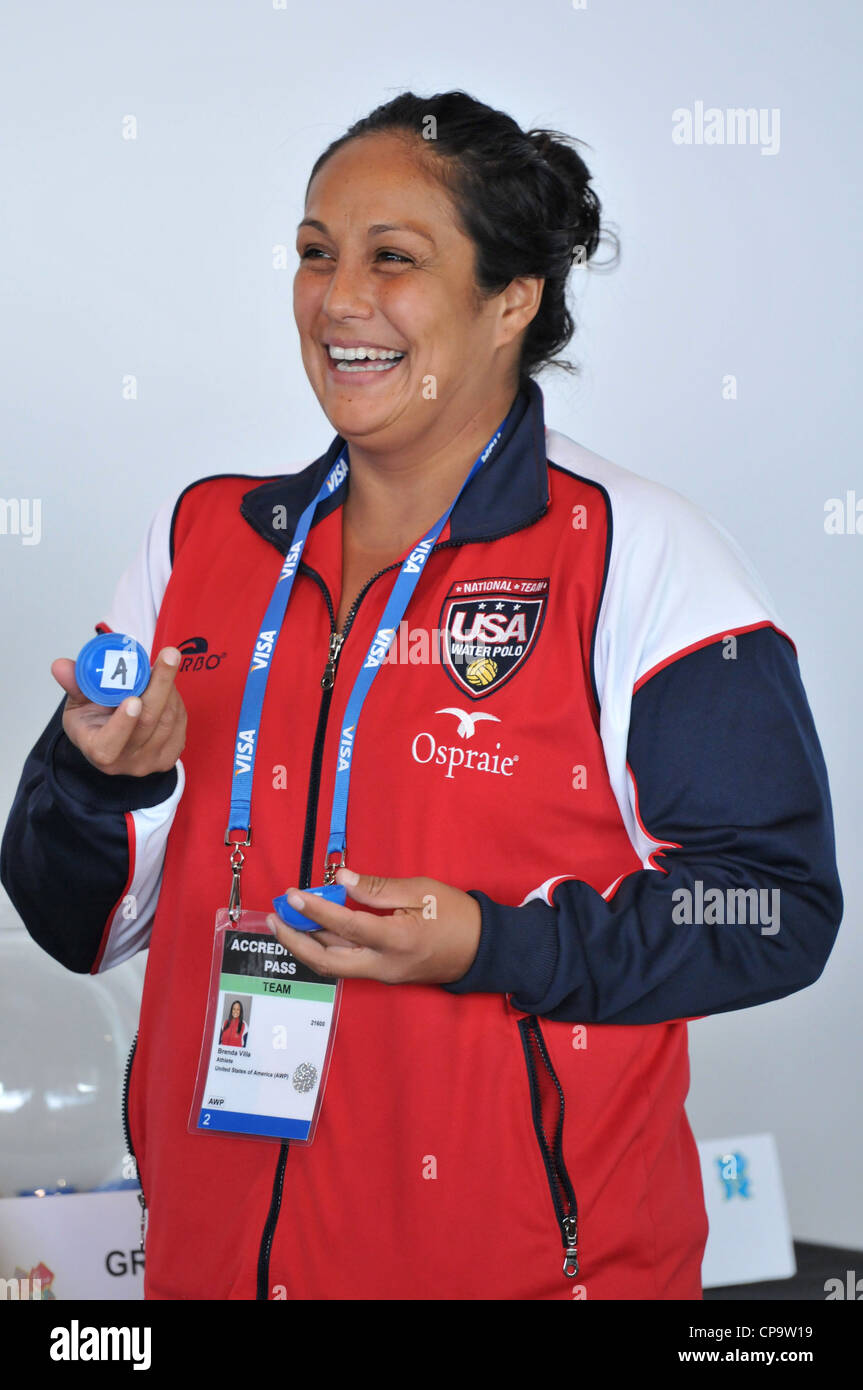 USA WOMEN'S WATER POLO CAPTAIN, BRENDA VILLA AT THE DRAW FOR THE LONDON ...