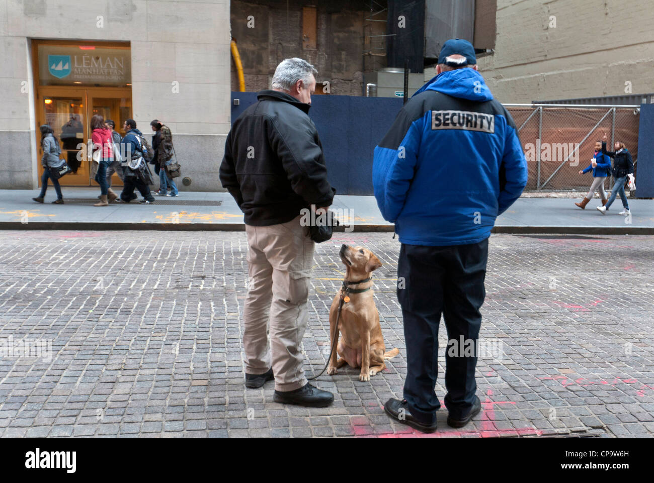 Security dog at ground zero, New York Stock Photo - Alamy