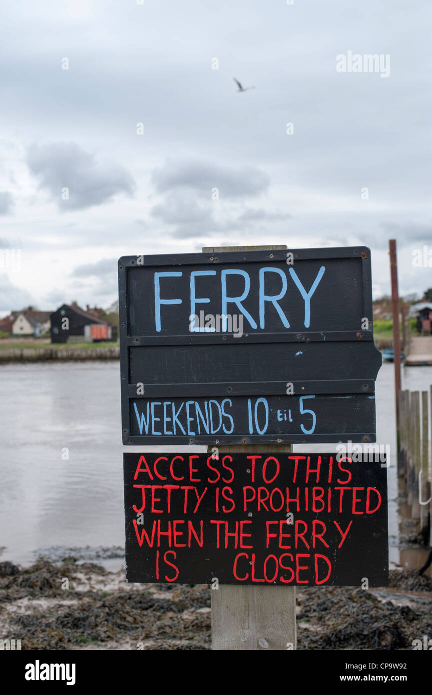 The ferry sign at the River Blyth Southwold harbour Suffolk UK. Ferry ...