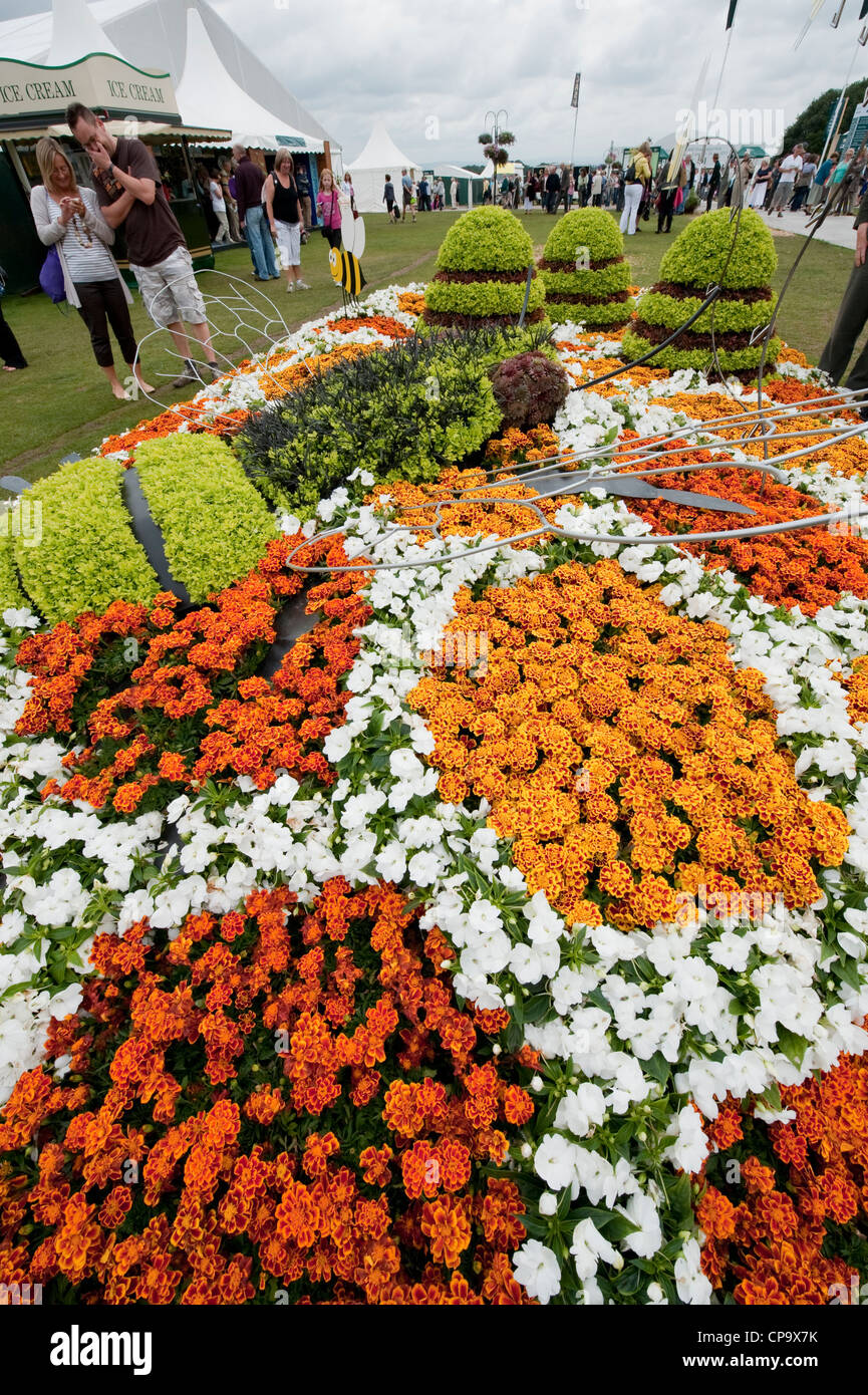 People view bright colourful flowers of beautiful prize-winning eco ...