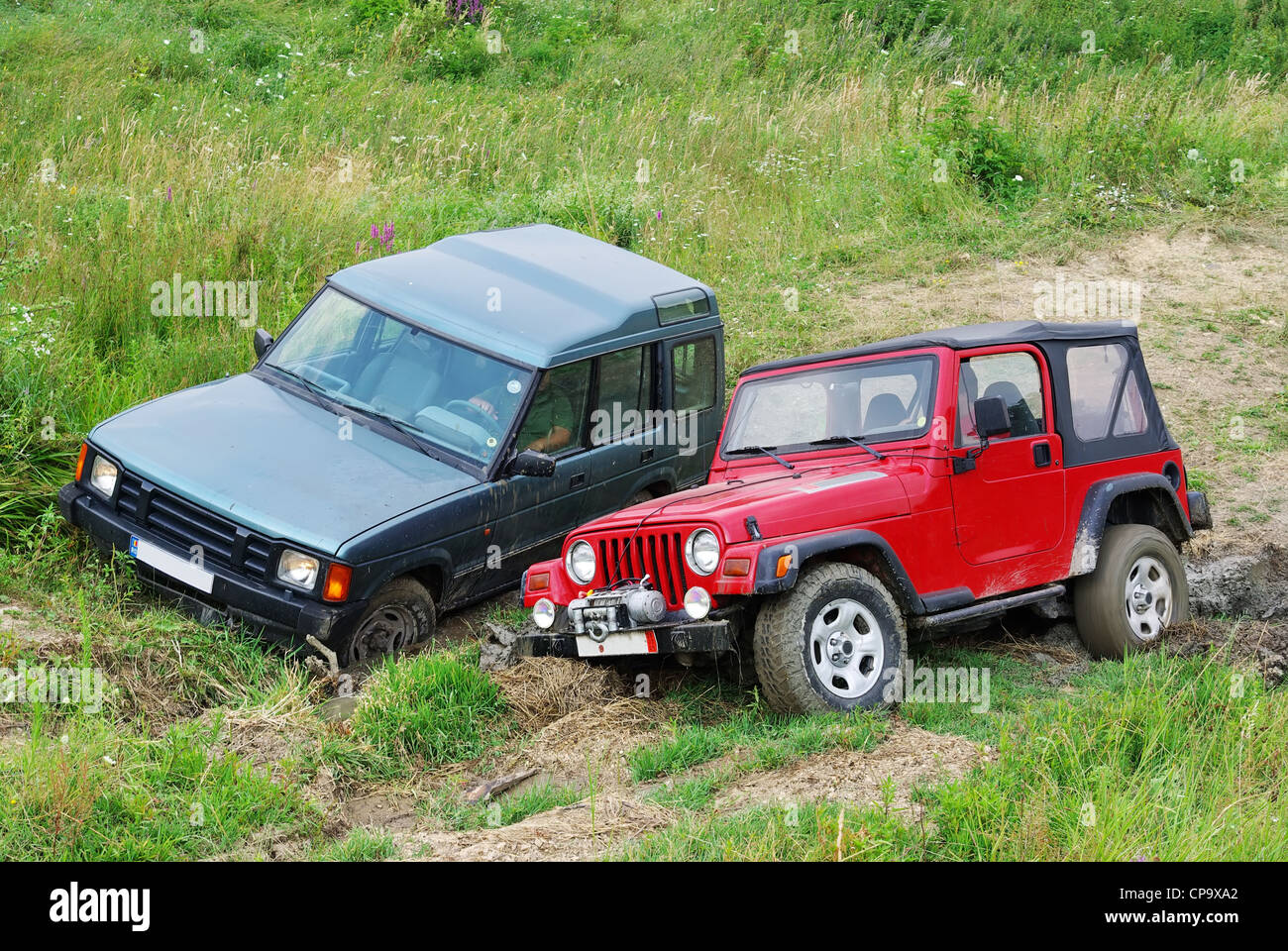 Two off-road cars in competition Stock Photo - Alamy