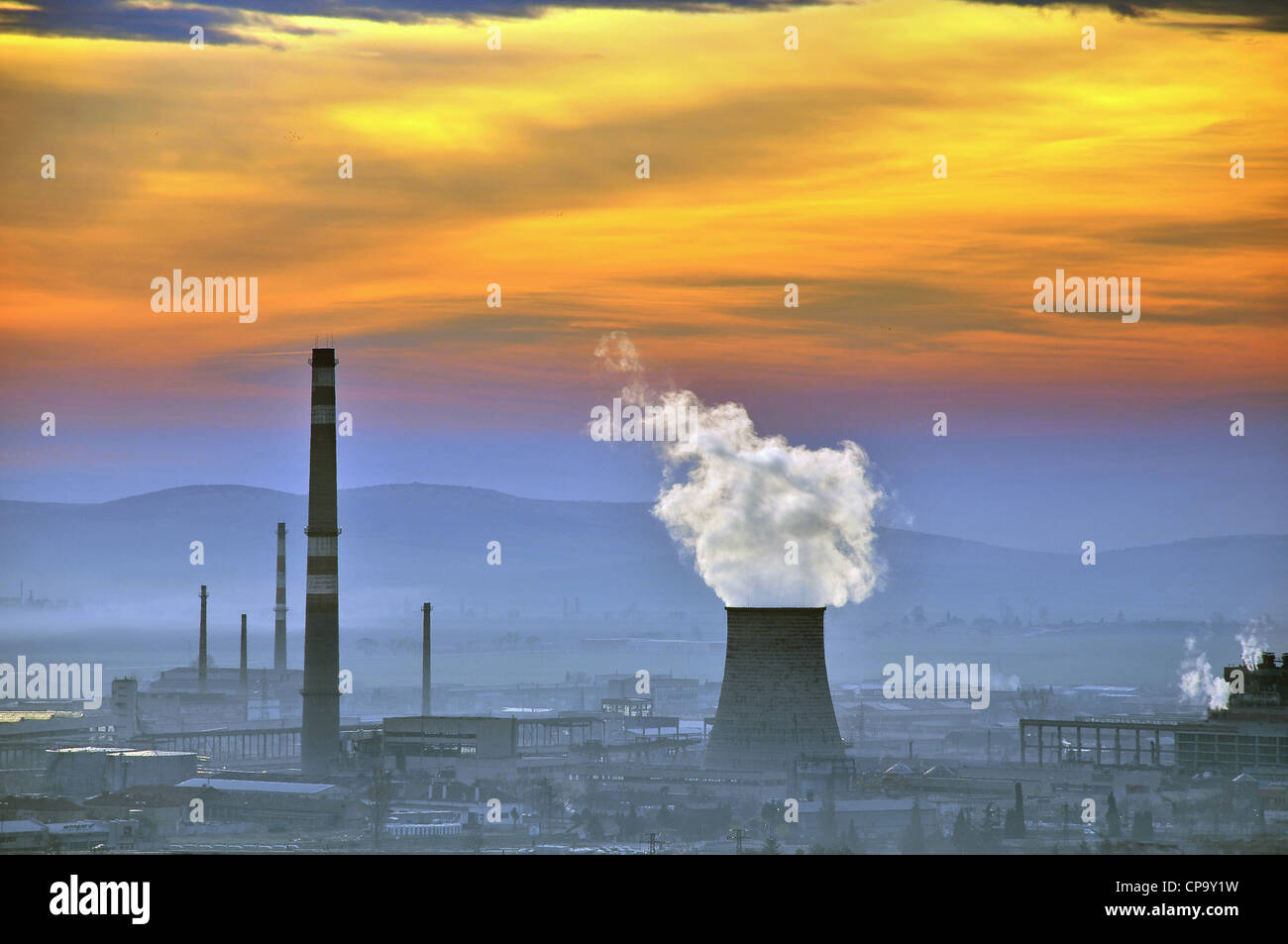 Cooling tower at sunrise hi-res stock photography and images - Alamy
