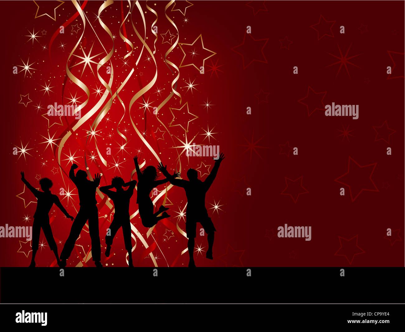 Silhouettes of people dancing on a Christmas background Stock Photo - Alamy