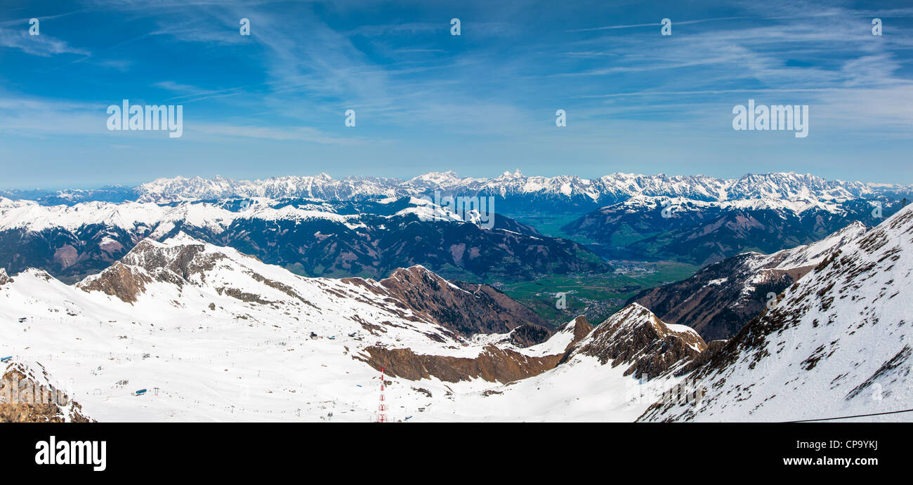 A panoramic view of the Austrian Alps from The Glacier Visitor Centre ...
