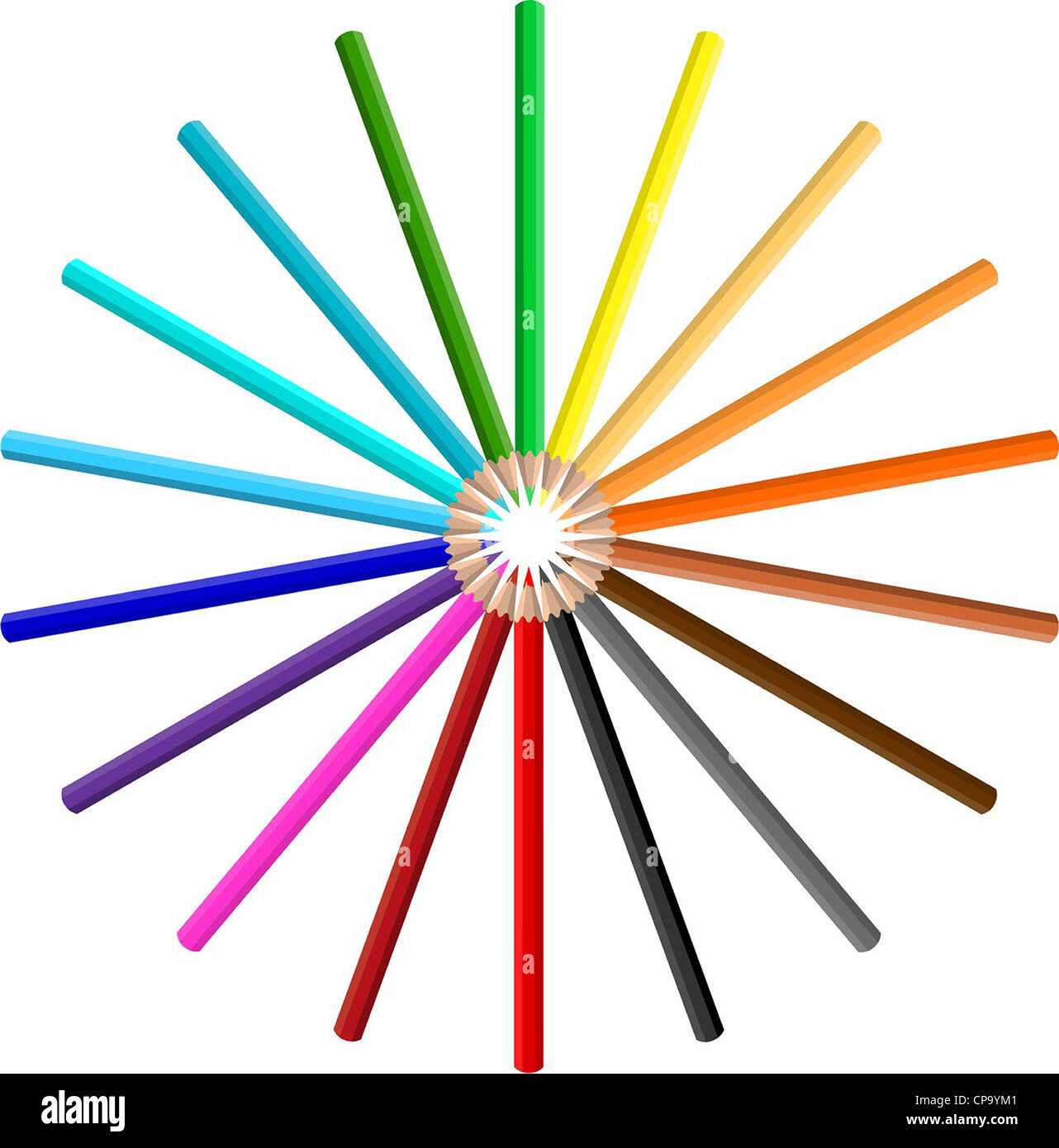 Colour wheel of brightly coloured pencils Stock Photo - Alamy