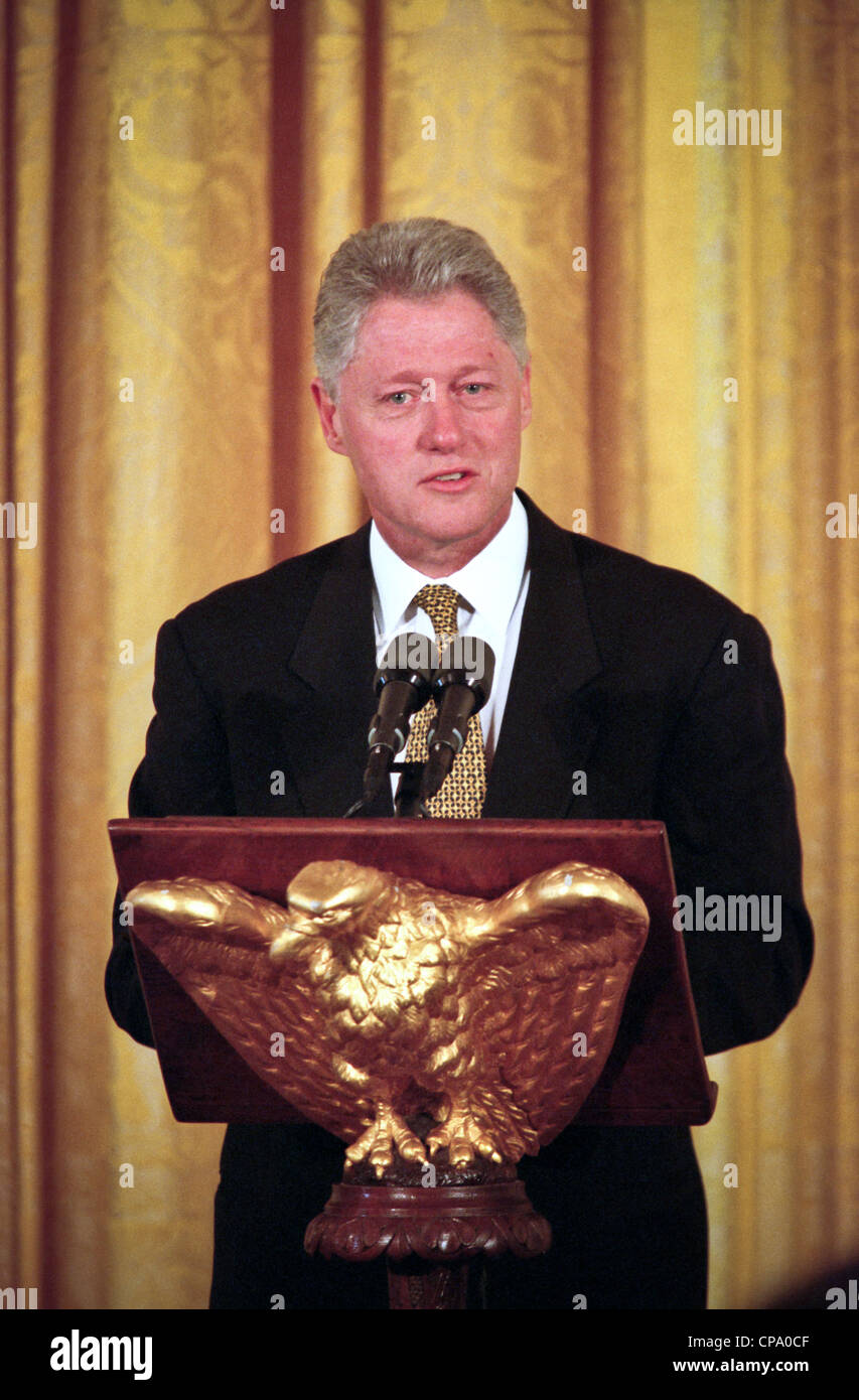 US President Bill Clinton speaks at the annual prayer breakfast in the ...
