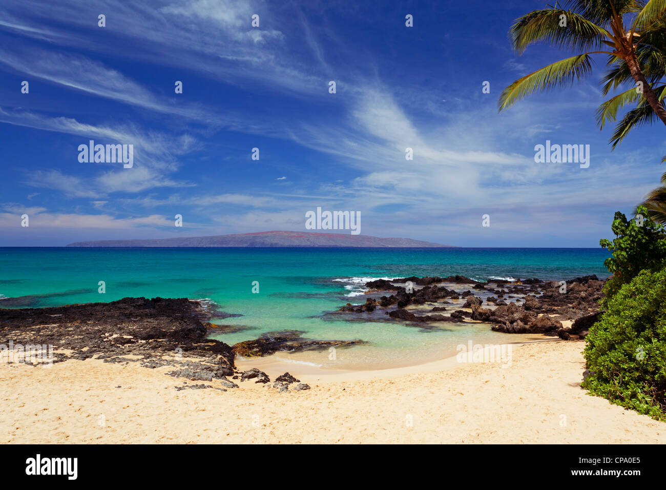 Turquoise water at Secret Beach, Makena, Maui, Hawaii. Sometimes called ...