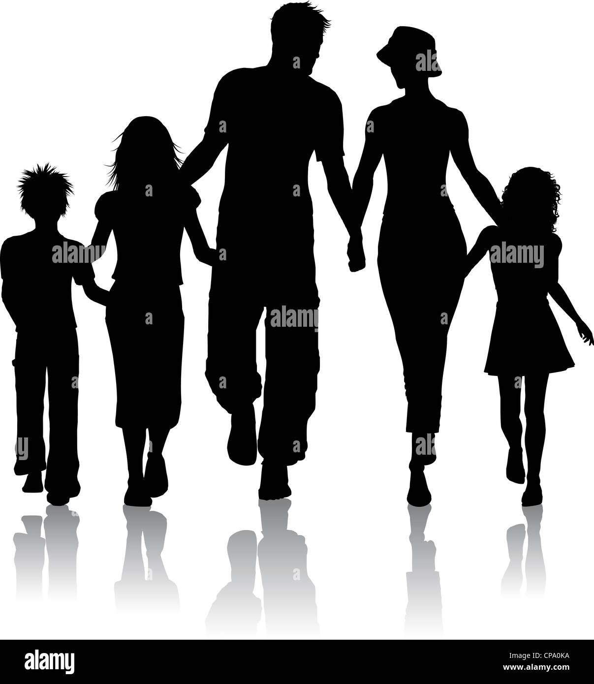 Silhouette of a family walking together Stock Photo - Alamy