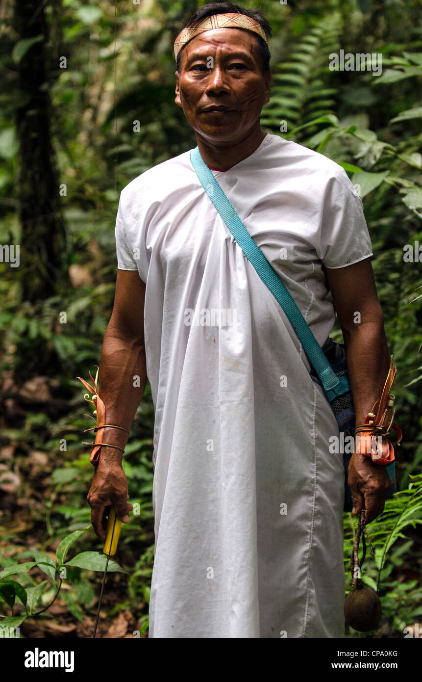 Secoya tribe at Secoya lodge Amazon basin alongside Aguarico river ...