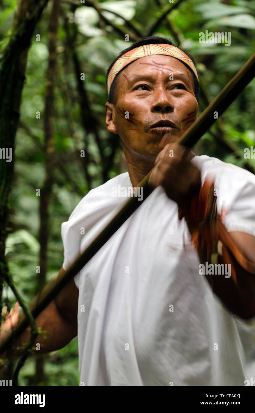 Secoya tribe at Secoya lodge Amazon basin alongside Aguarico river ...