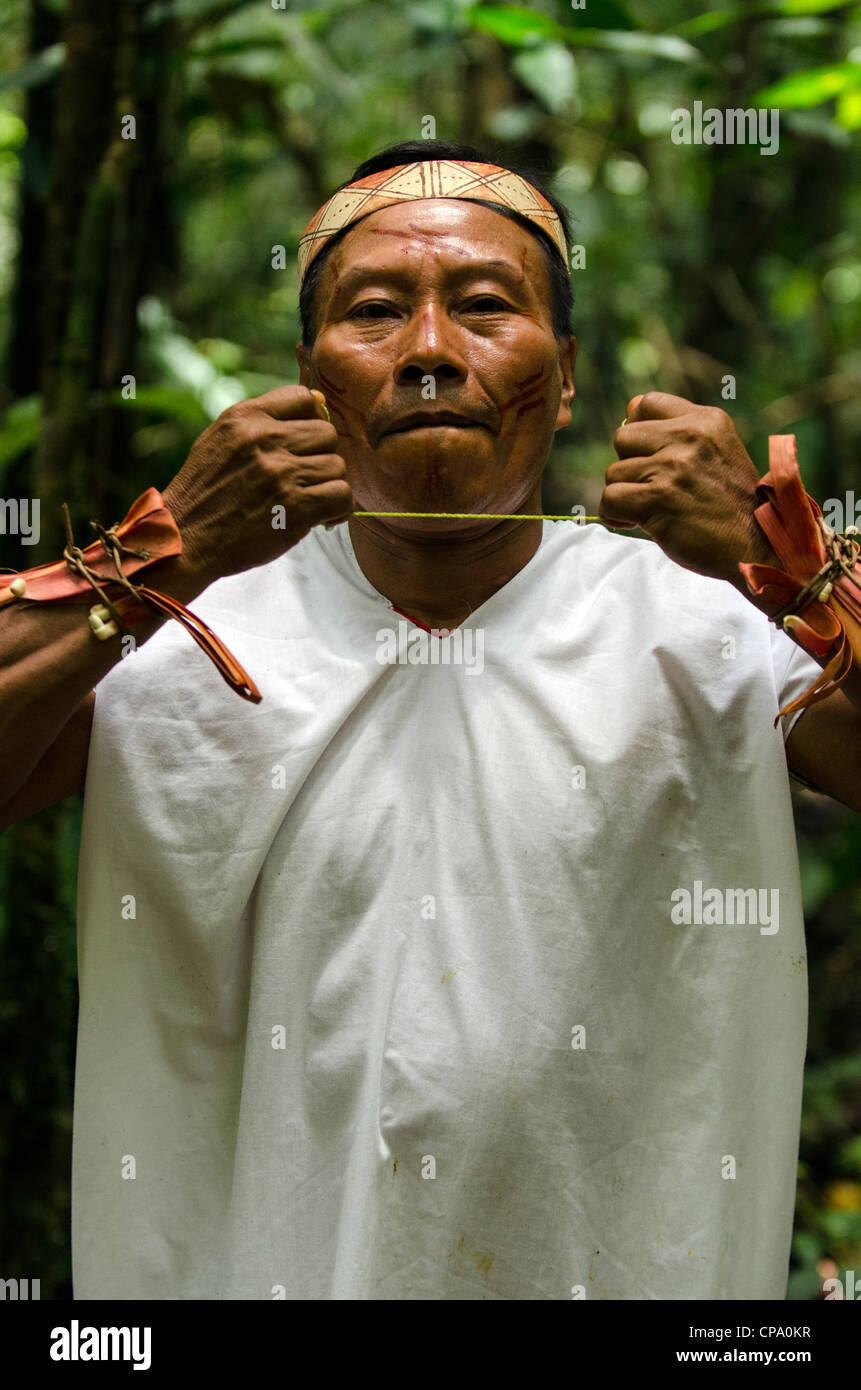 Secoya tribe at Secoya lodge Amazon basin alongside Aguarico river ...